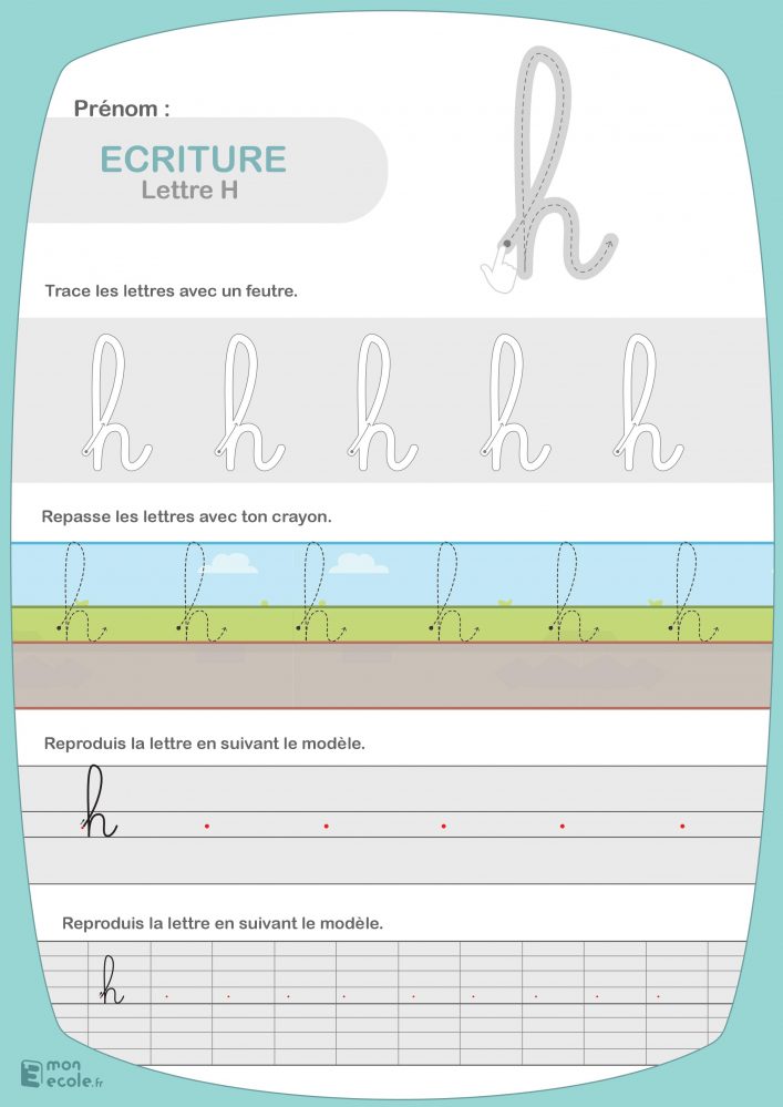 Fiches d’apprentissage de l’écriture cursive – Mon école